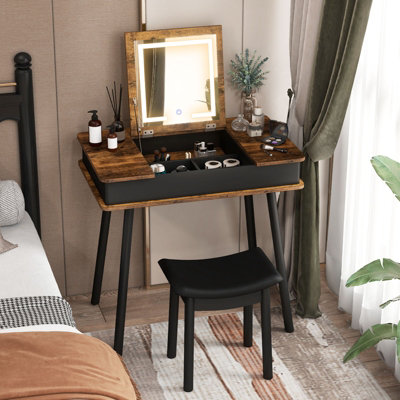 Vanity set with flip top mirror store