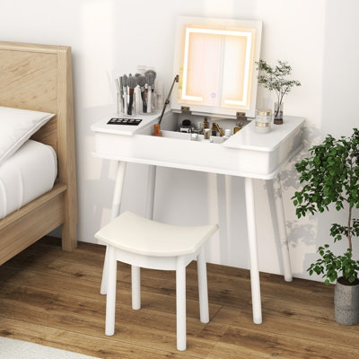 Costway Makeup Vanity Table Set Dressing Makeup with Flip Top Mirror ...