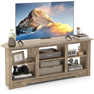 COSTWAY MEDIA ENTERTAINMENT CENTER TV STAND FOR TVS UP TO 65 INCHES-GREY