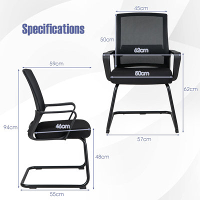 Costway Meeting Office Chairs Mid-Back Mesh Reception Chair Guest Chair ...