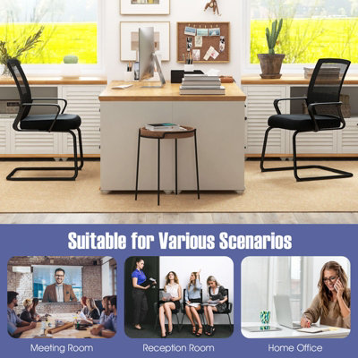 COSTWAY MEETING OFFICE CHAIRS MID-BACK MESH RECEPTION CHAIR GUEST CHAIR ...