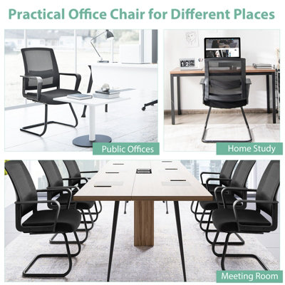Costway Meeting Office Chairs Mid-Back Mesh Reception Chair w ...