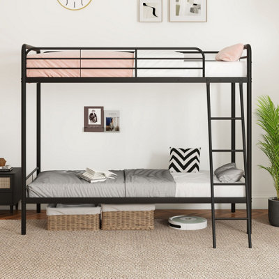 COSTWAY METAL BUNK BED HEAVY DUTY SINGLE OVER SINGLE BUNK BED W/ LADDER ...