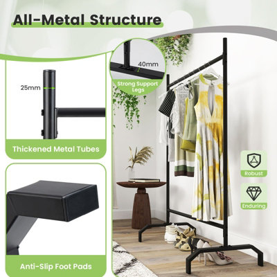 COSTWAY Metal Clothes Rack Heavy-Duty Garment Rack for Display & Storage