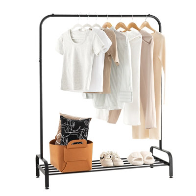 Costway Metal Clothes Stand Rack Hanging Garment Racks w/ Lower Storage ...