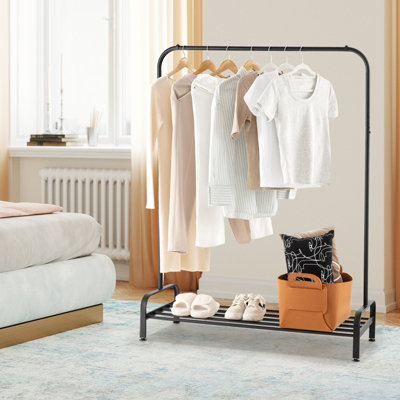 Costway Metal Clothes Stand Rack Hanging Garment Racks w/ Lower Storage ...