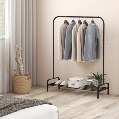 Costway Metal Clothes Stand Rack Hanging Garment Racks w/ Lower Storage ...
