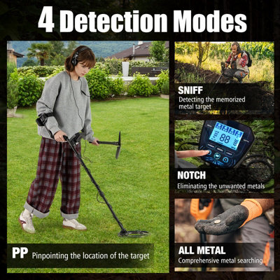 COSTWAY Metal Detector for Adults Higher Accuracy Gold Detector with ...