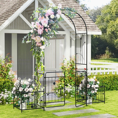 Costway Metal Garden Arbor Outdoor 220cm Arch Trellis Heavy-Duty Archway