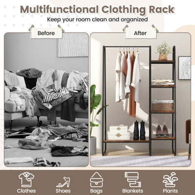 Costway Metal Garment Rack 4-Tier Closet Storage Organizer Open ...