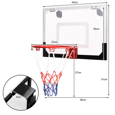 Costway Mini Basketball Hoop Over-The-Door Basketball Backboard Sports ...