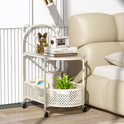 COSTWAY Mobile Coffee Table Modern Sofa Side Table w/ Glass Top ...