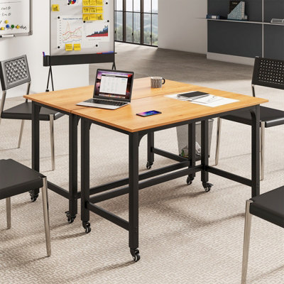 COSTWAY MOBILE COMPUTER DESK 120CM HOME OFFICE DESK W/ LOCKABLE WHEELS