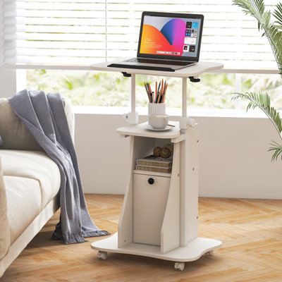 Costway Mobile Laptop Table Height Adjustable Sit Stand Computer Desk ...
