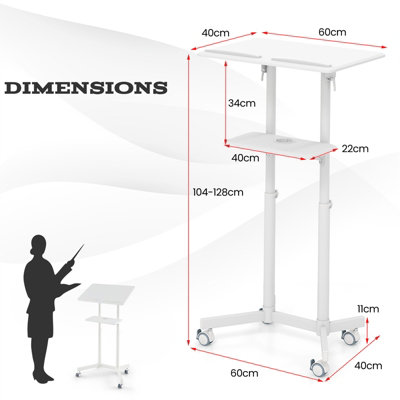 Costway Mobile Lectern Podium Adjustable Rolling Laptop Cart with ...