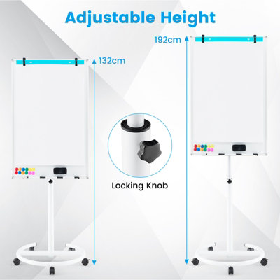 Costway Mobile Magnetic Whiteboard Height-Adjustable Dry Erase Board on ...