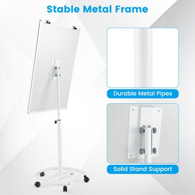 Costway Mobile Magnetic Whiteboard Height-Adjustable Dry Erase Board on ...