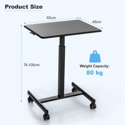 Costway Mobile Standing Desk Height Adjustable Rolling Laptop Desk Overbed Table