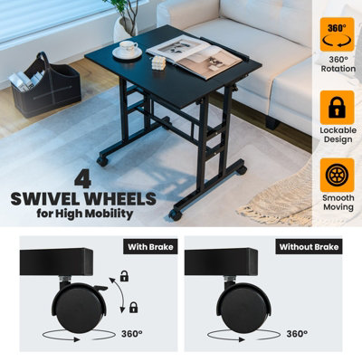 Costway Mobile Standing Desk Laptop Cart w/ Flip-over Desktop Portable ...