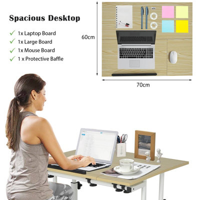 Costway Mobile Standing Desk Laptop Cart w/ Flip-over Desktop Portable ...