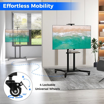 COSTWAY Mobile TV Stand Portable Television Stand for 32 70 Inch TVs Monitors