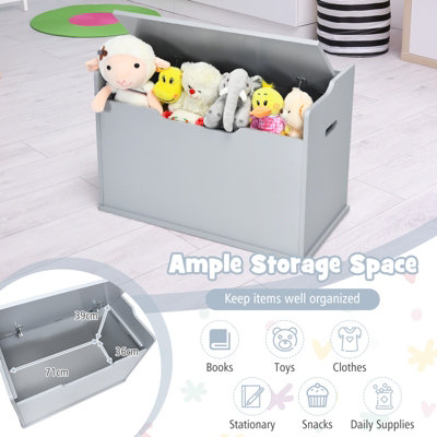 Costway Modern 2-in-1 Flip-top Wooden Storage Chest Storage Organizer Bench Toy Box Unit