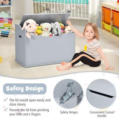 Costway Modern 2-in-1 Flip-top Wooden Storage Chest Storage Organizer Bench Toy Box Unit