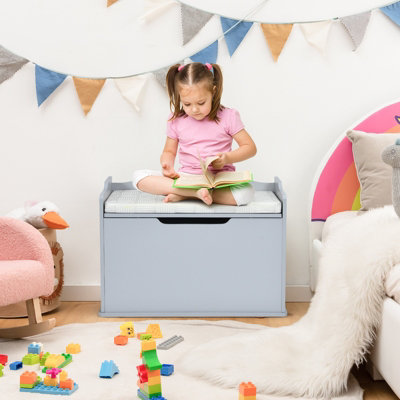 Costway Modern 2-in-1 Flip-top Wooden Storage Chest Storage Organizer Bench Toy Box Unit