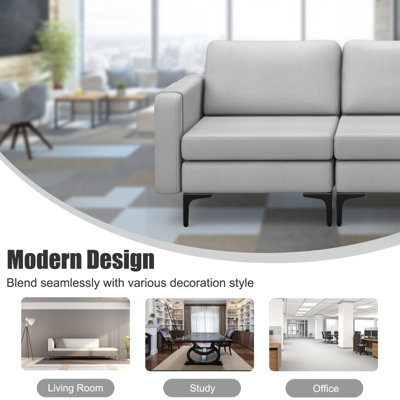 Costway Modern 3-Seat Sofa Upholstered Modular Sofa Couch w/ USB ...