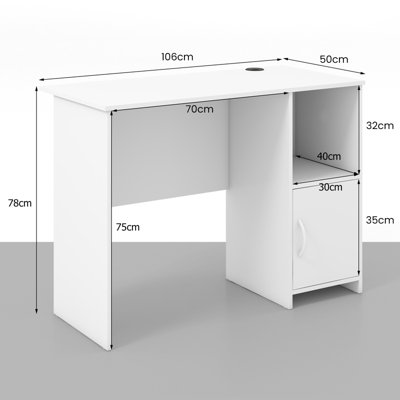 Costway Modern Computer Desk Home Office Writing Study Desk w/ Cable Holes