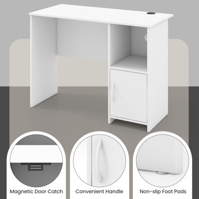 Costway Modern Computer Desk Home Office Writing Study Desk w/ Cable Holes