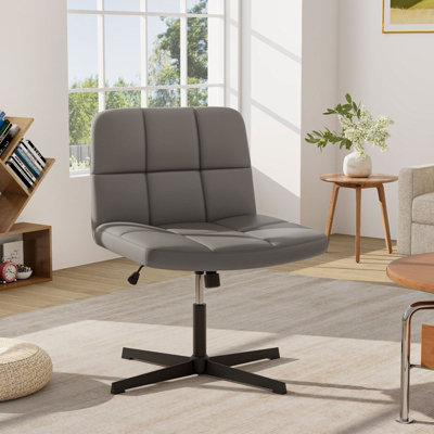 Costway Modern Criss Cross Chair PU Leather Upholstered Armless Cross ...