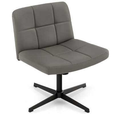 Costway Modern Criss Cross Chair PU Leather Upholstered Armless Cross ...