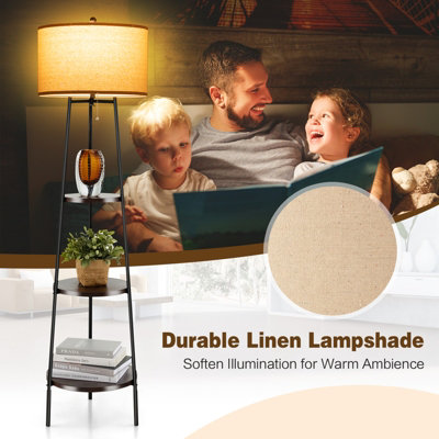 Costway Modern Floor Lamp Corner Standing Lamp Tall Bookshelf Light ...