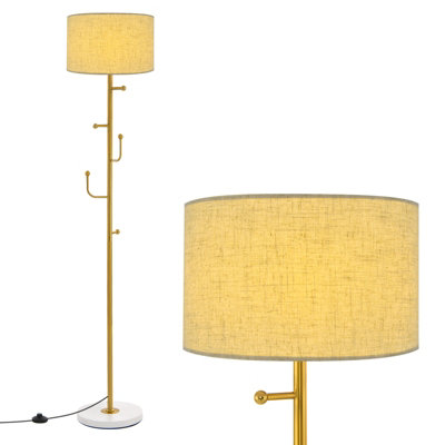 Costway Modern Floor Lamp with Coat Rack Freestanding Lamp W/ 5 Hooks ...
