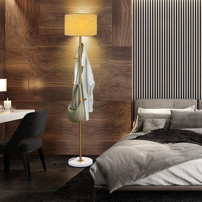Costway Modern Floor Lamp with Coat Rack Freestanding Lamp W/ 5 Hooks ...