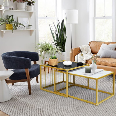 COSTWAY Modern Nesting Table Stackable Side Coffee Table Set
