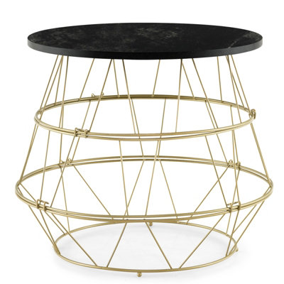 Costway Modern Round Coffee Table Faux Marble Top Sofa Side Table w ...