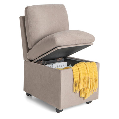 COSTWAY Modern Single Sofa Chair Armless Accent Chair with Storage Seat ...