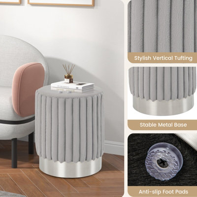 Costway Modern Velvet Ottoman Soft Padded Footrest Stool Round Vanity ...