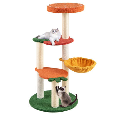 COSTWAY Multi-level Cat Tree Cute Fruit World Cat Tower w/Fruit-shaped ...