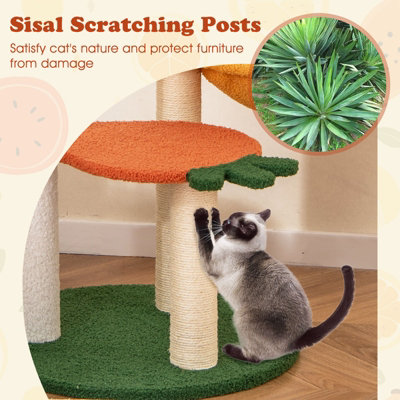 COSTWAY Multi-level Cat Tree Cute Fruit World Cat Tower w/Fruit-shaped ...