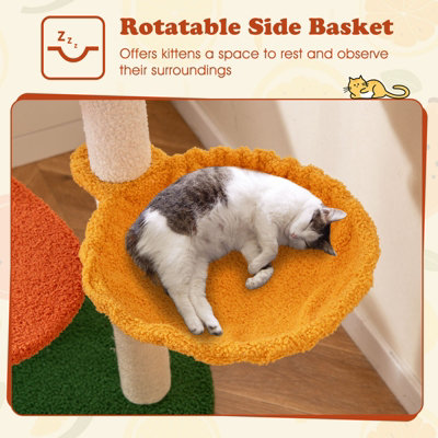 COSTWAY Multi-level Cat Tree Cute Fruit World Cat Tower w/Fruit-shaped ...