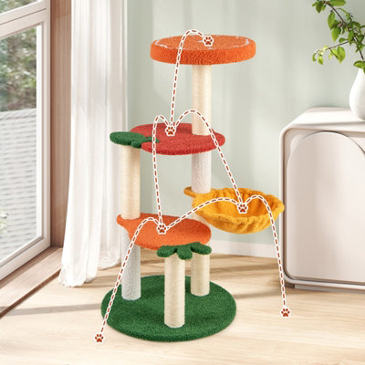 COSTWAY Multi-level Cat Tree Cute Fruit World Cat Tower w/Fruit-shaped ...