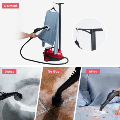 COSTWAY MULTIPURPOSE STEAM CLEANER 2000 W HOUSEHOLD STEAMER W/1.5L TANK-RED