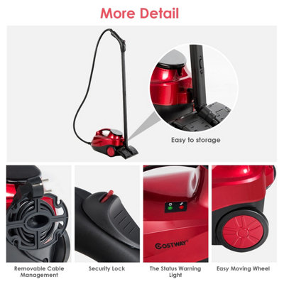 COSTWAY MULTIPURPOSE STEAM CLEANER 2000 W HOUSEHOLD STEAMER W/1.5L TANK-RED