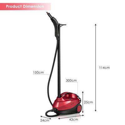 COSTWAY MULTIPURPOSE STEAM CLEANER 2000 W HOUSEHOLD STEAMER W/1.5L TANK-RED