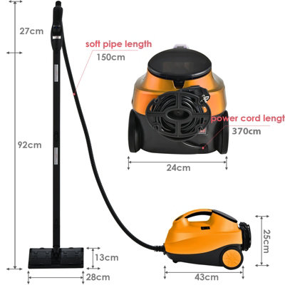 COSTWAY Multipurpose Steam Cleaner 2000 W Household Steamer w/1.5L Tank ...