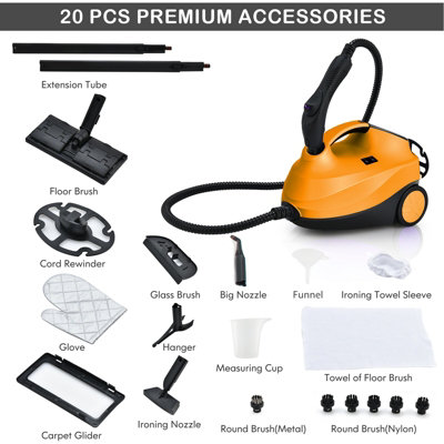 COSTWAY Multipurpose Steam Cleaner 2000 W Household Steamer w/1.5L Tank ...