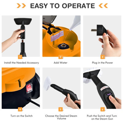 COSTWAY Multipurpose Steam Cleaner 2000 W Household Steamer w/1.5L Tank ...